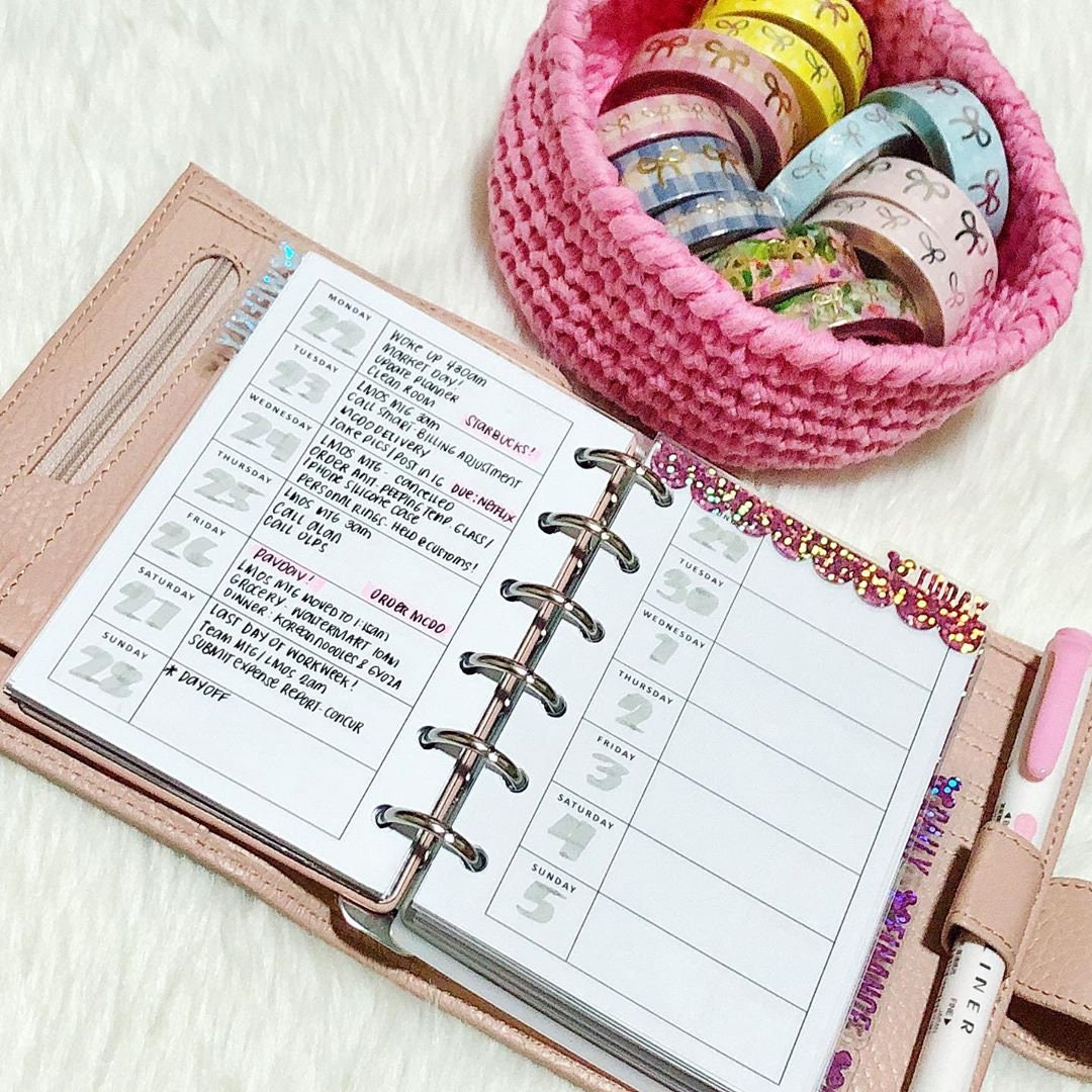 Week on One Page Weekly Planner Pages Printable Pocket Size - Etsy