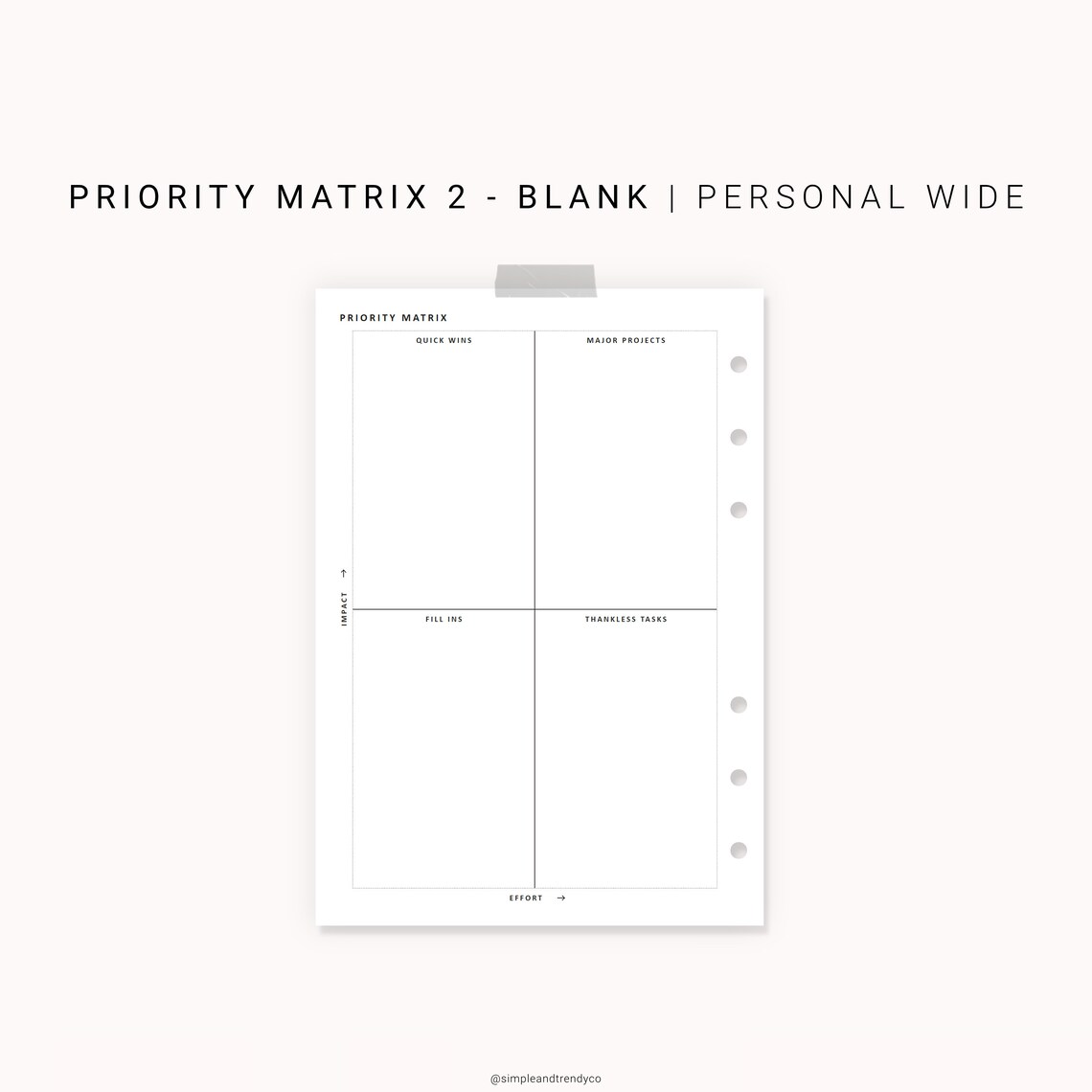 Action Priority Matrix Quick Wins Major Projects Fill Ins | Etsy