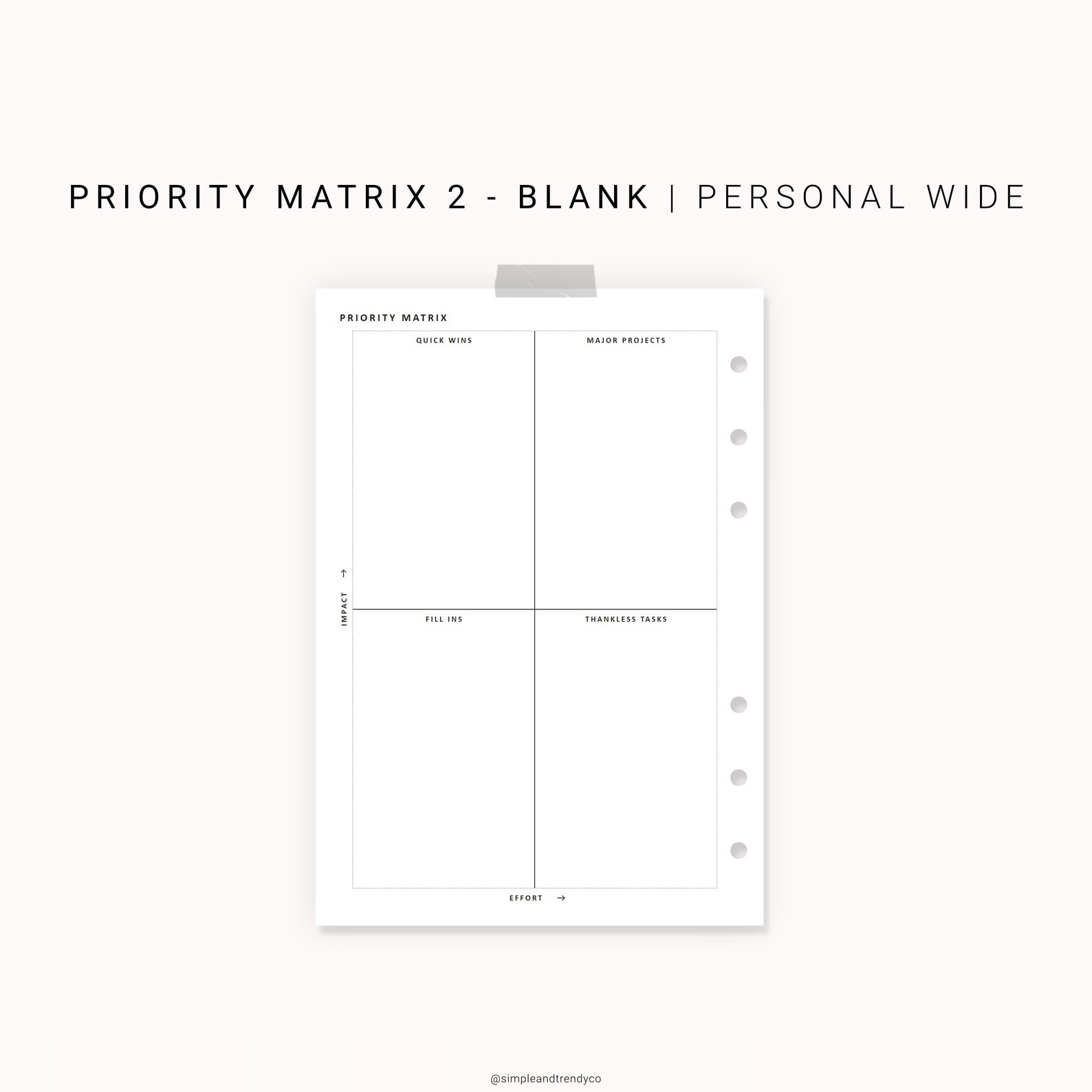 Action Priority Matrix Quick Wins Major Projects Fill Ins | Etsy