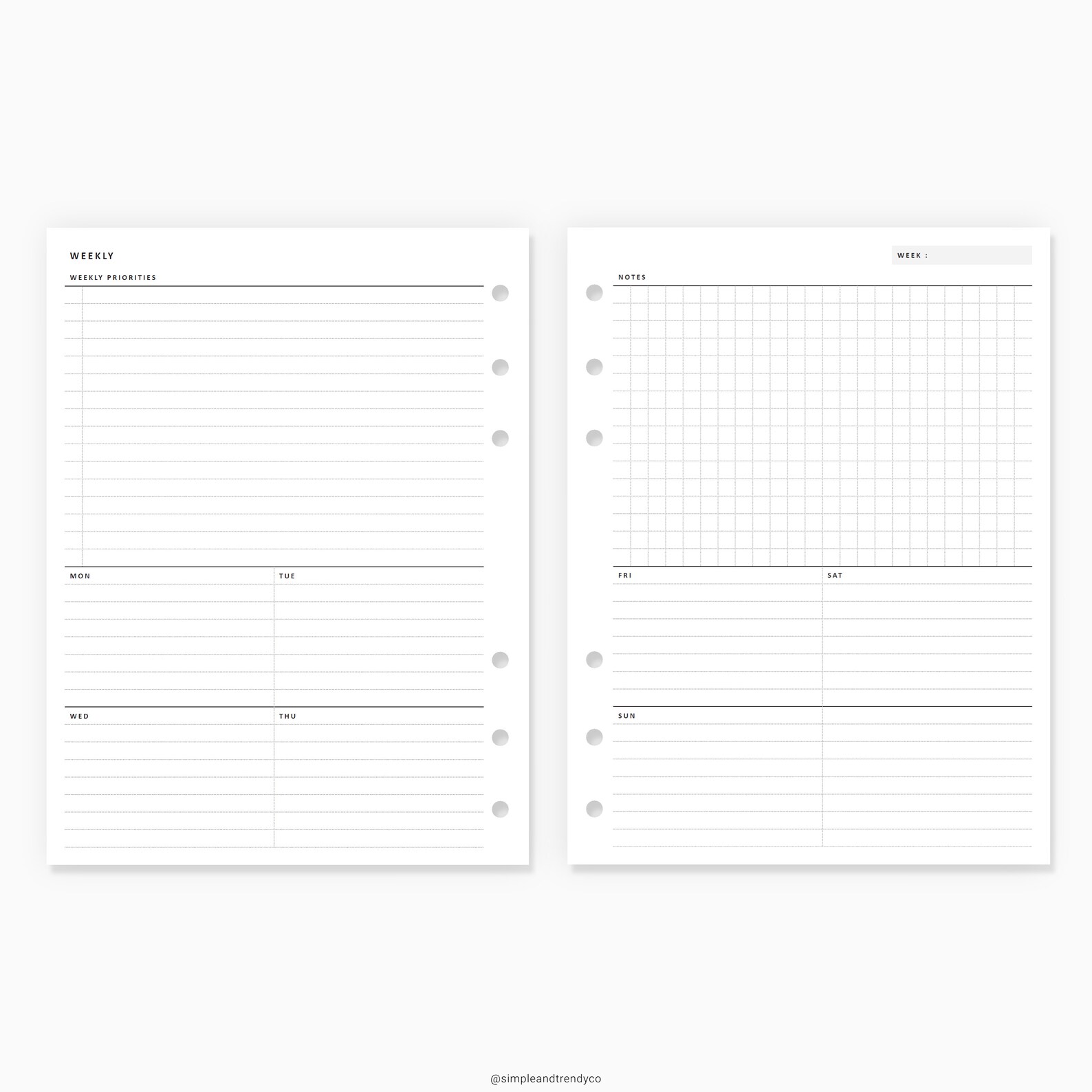 Weekly Planner B6 Inserts Weekly Agenda WO2P Printable | Etsy
