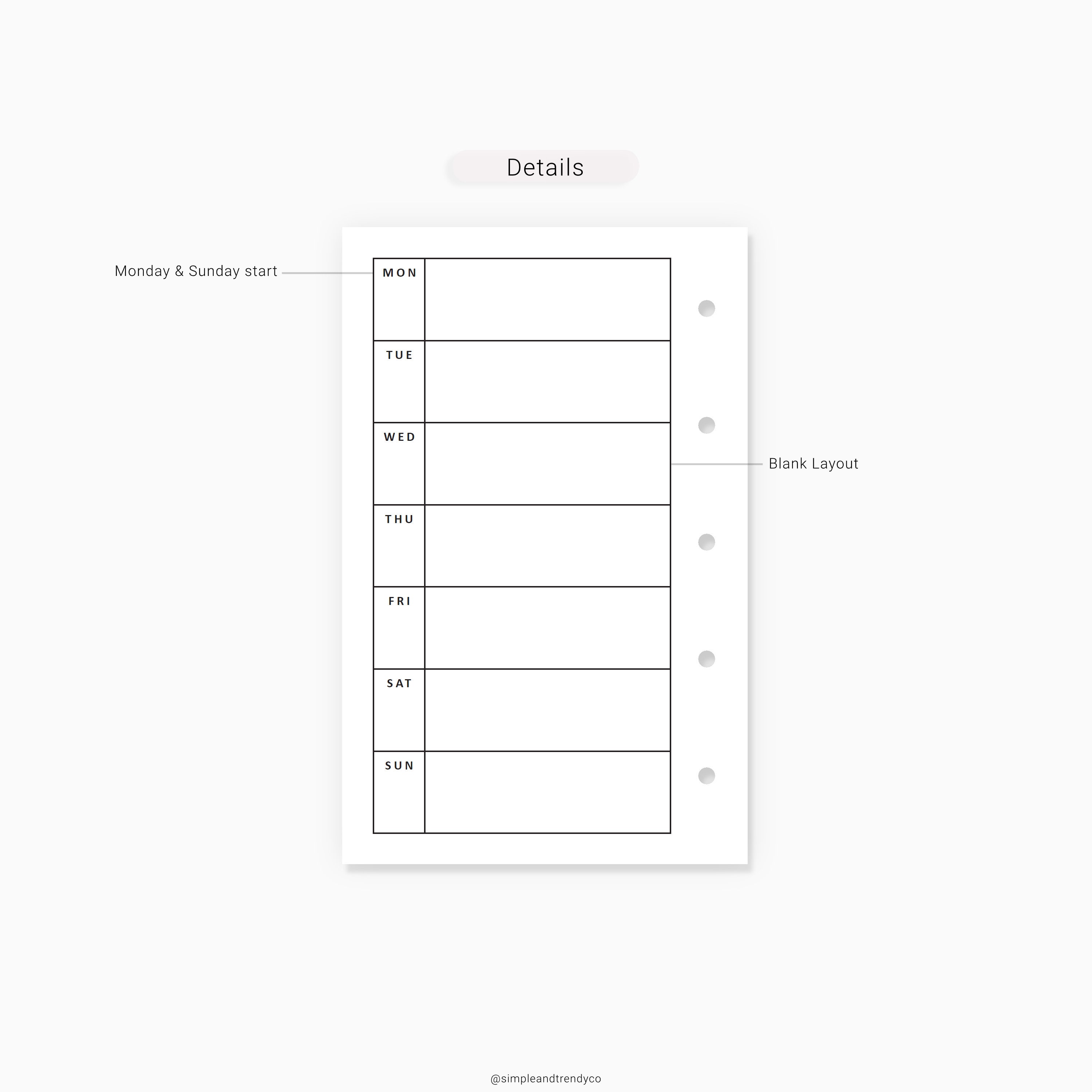 Week on One Page Weekly Planner Pages Mini Size Filofax | Etsy