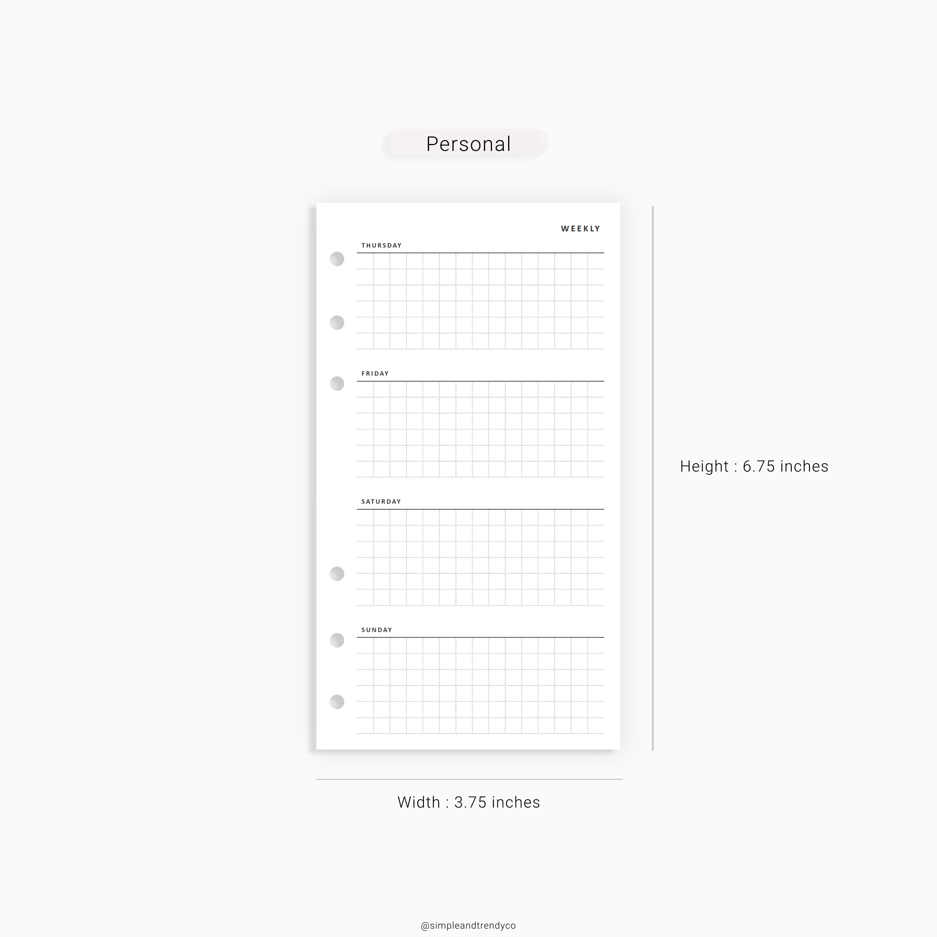 Weekly Planner Printable Personal Planner Inserts Weekly | Etsy