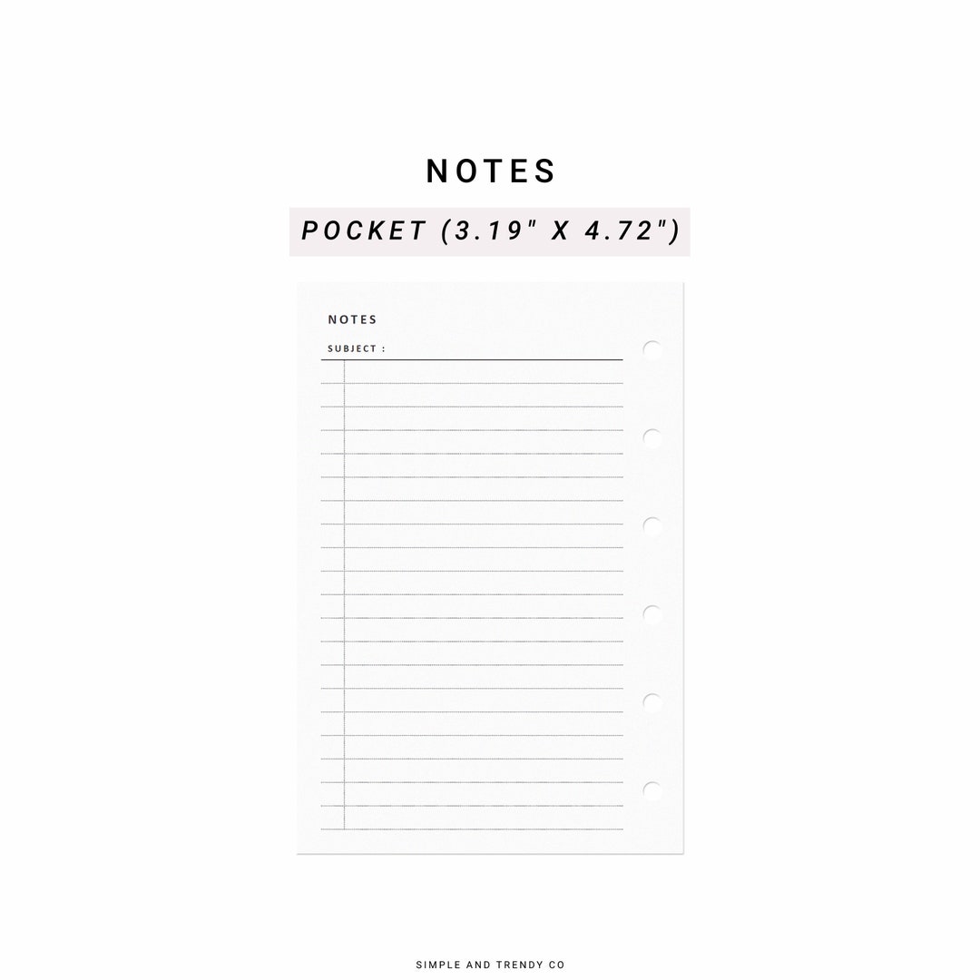 Notes Paper Pocket Size, Printable Writing Paper Lined Notes, Study ...