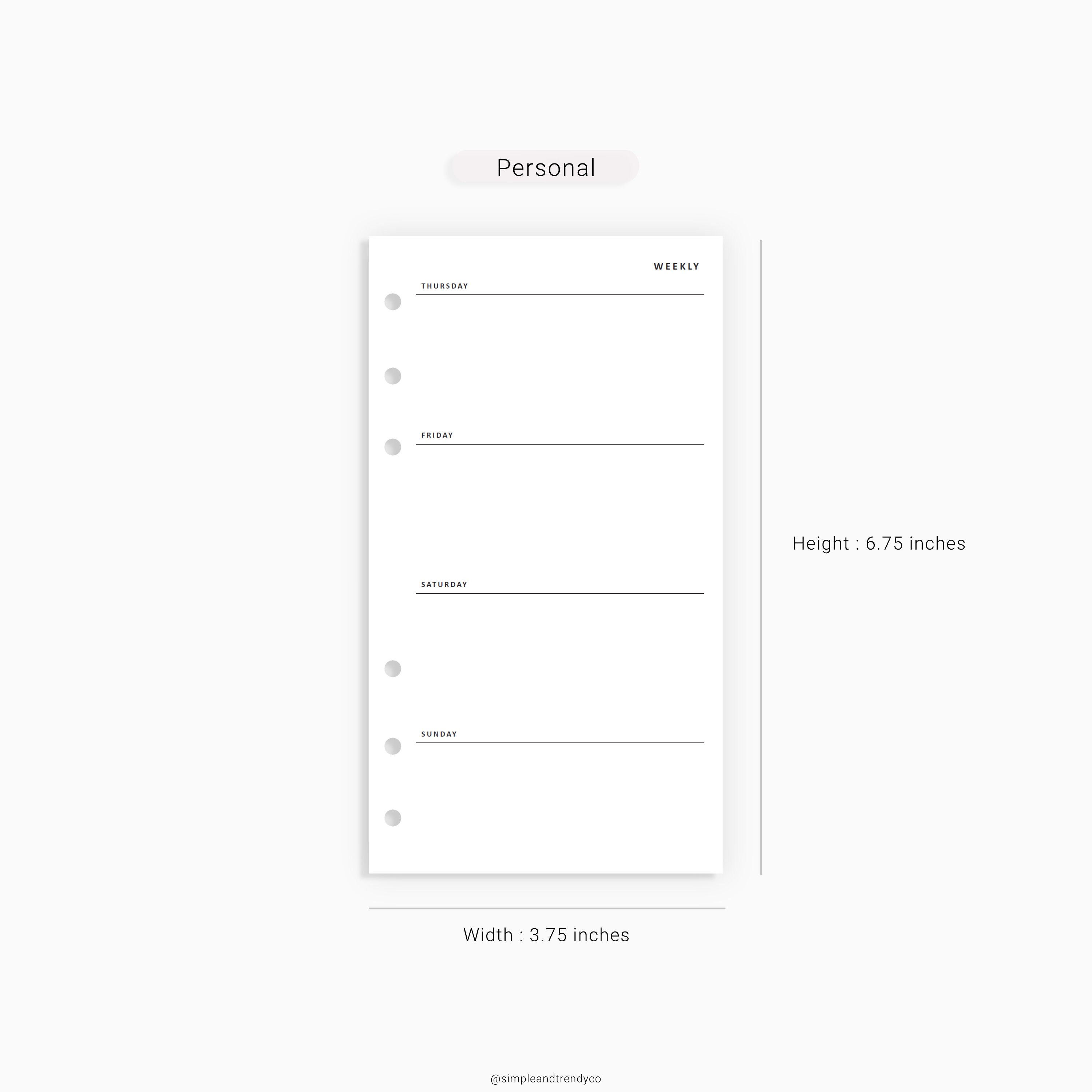 Weekly Planner Printable Personal Planner Inserts Weekly | Etsy