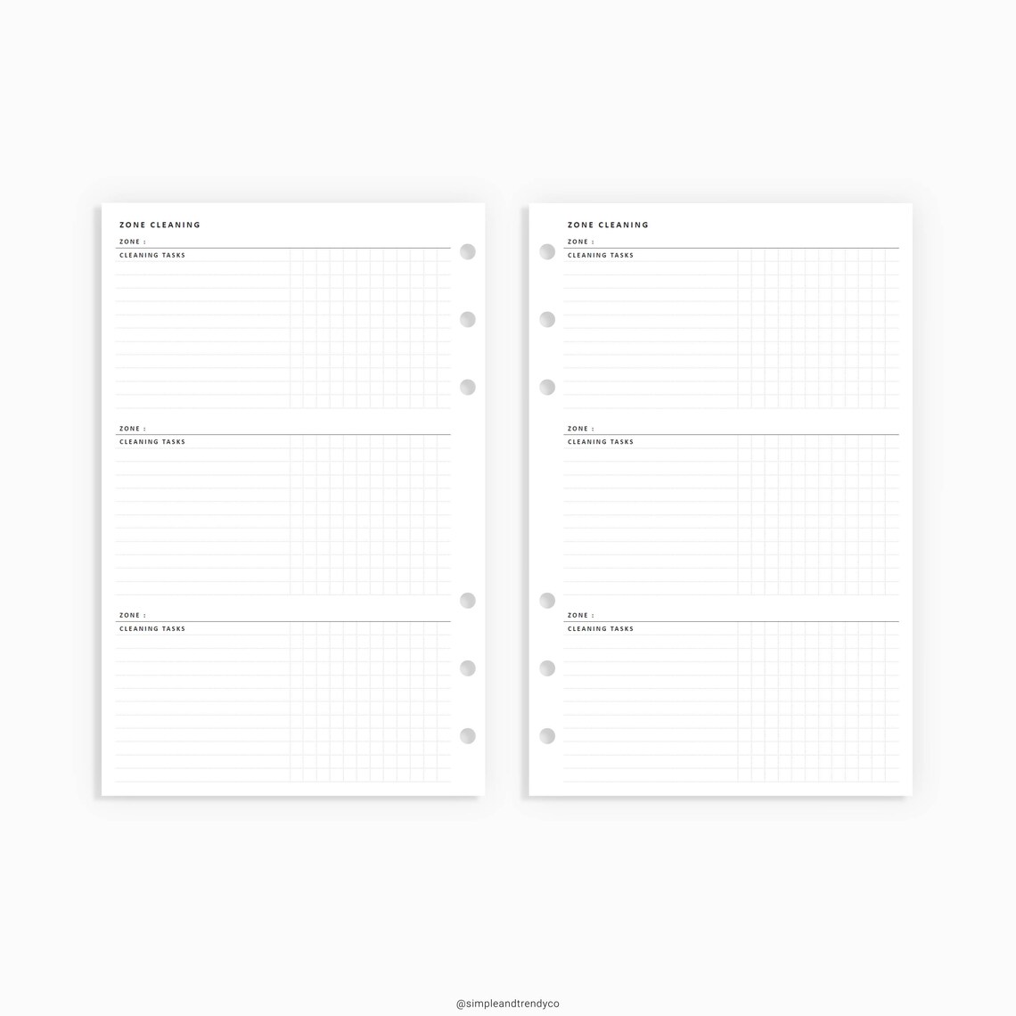 Zone Cleaning Half Size Half Letter Inserts Cleaning Zones - Etsy