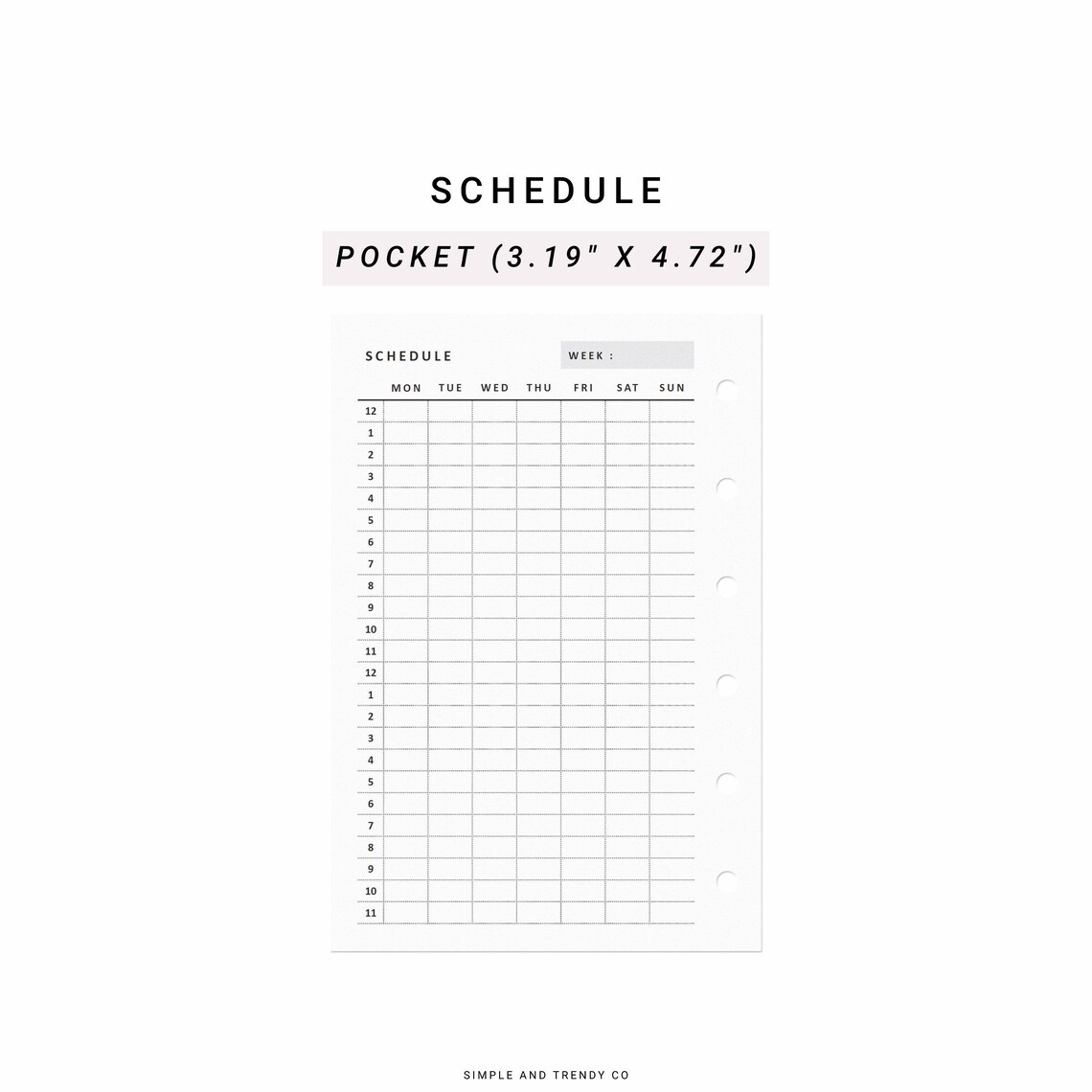 Weekly 24 Hour Schedule Printable Pocket Size Class Schedule Etsy weekly-24-hour-schedule-printable-pocket-size-class-schedule-etsy