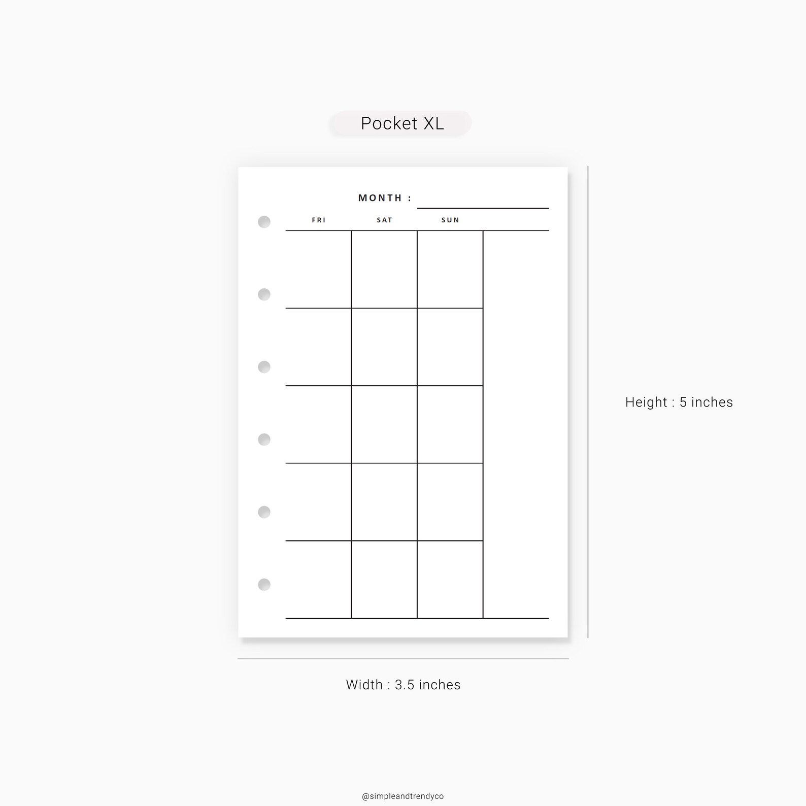 Monthly Planner Printable Minimalist Planner Pocket XL - Etsy