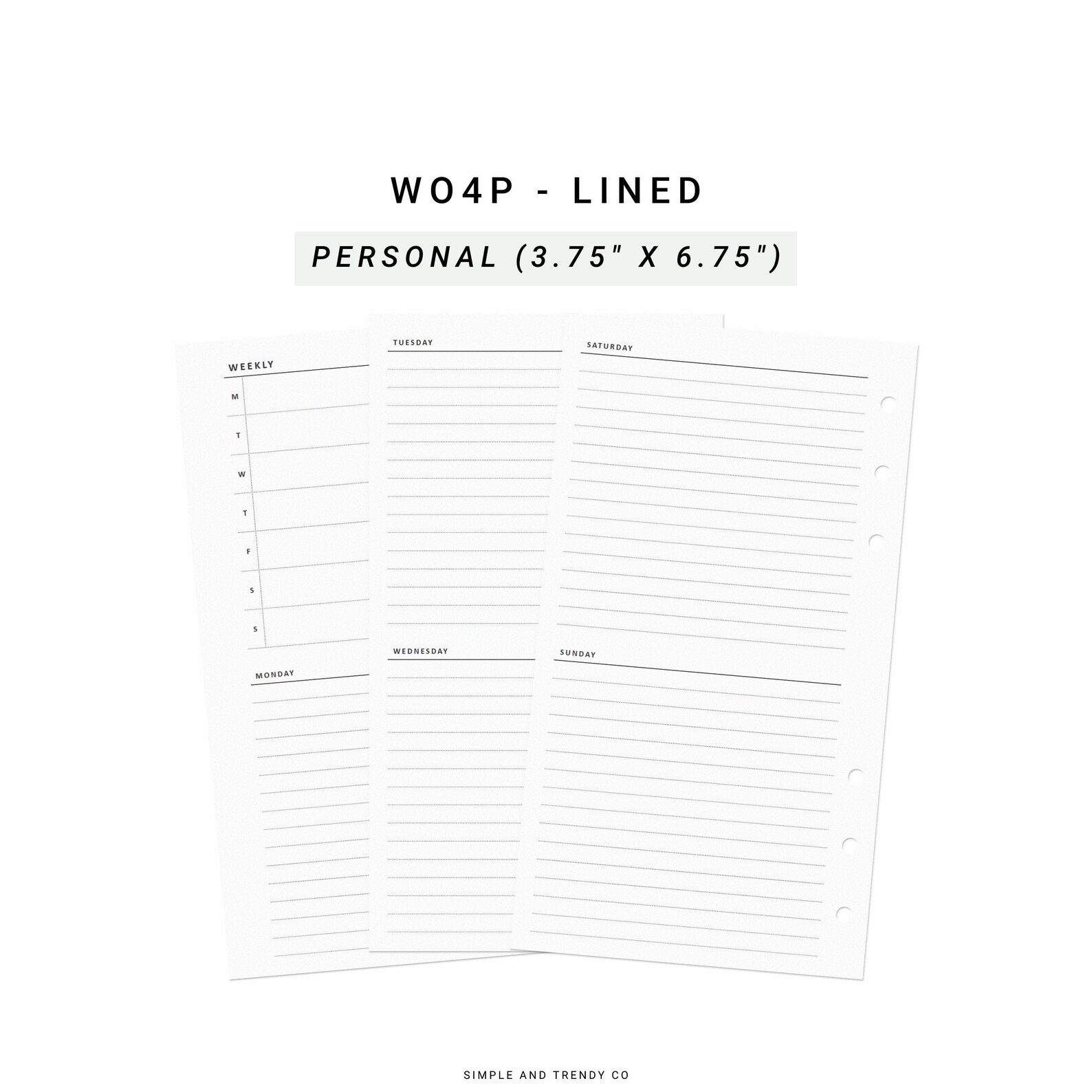 Undated Weekly Planner Printable Personal Planner Inserts, Weekly ...