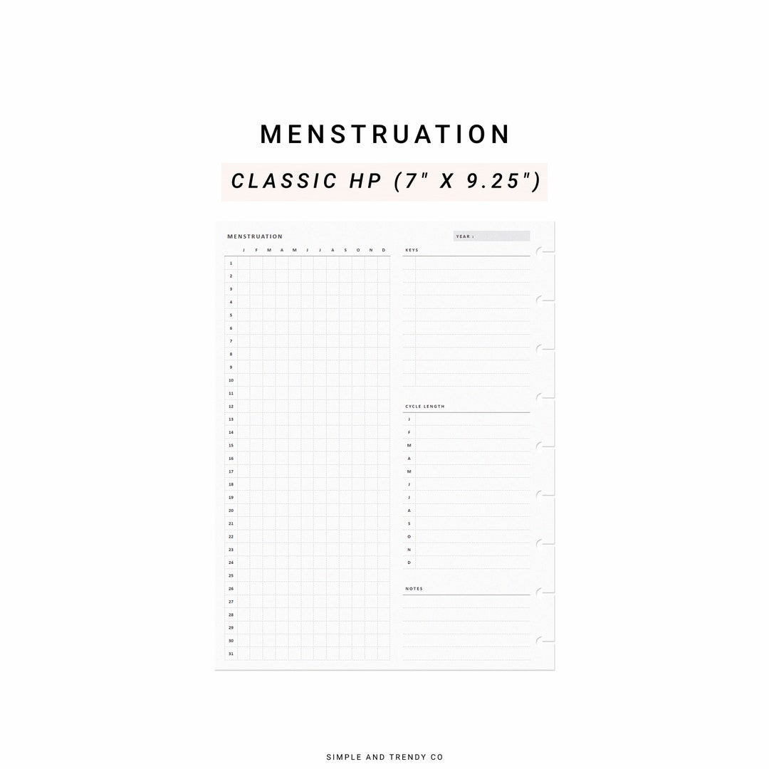Menstrual Period Tracker Happy Planner Classic, Menstruation, Period ...