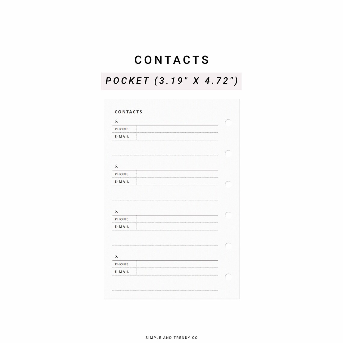 Printable Contacts List Pocket Size Emergency Contacts - Etsy