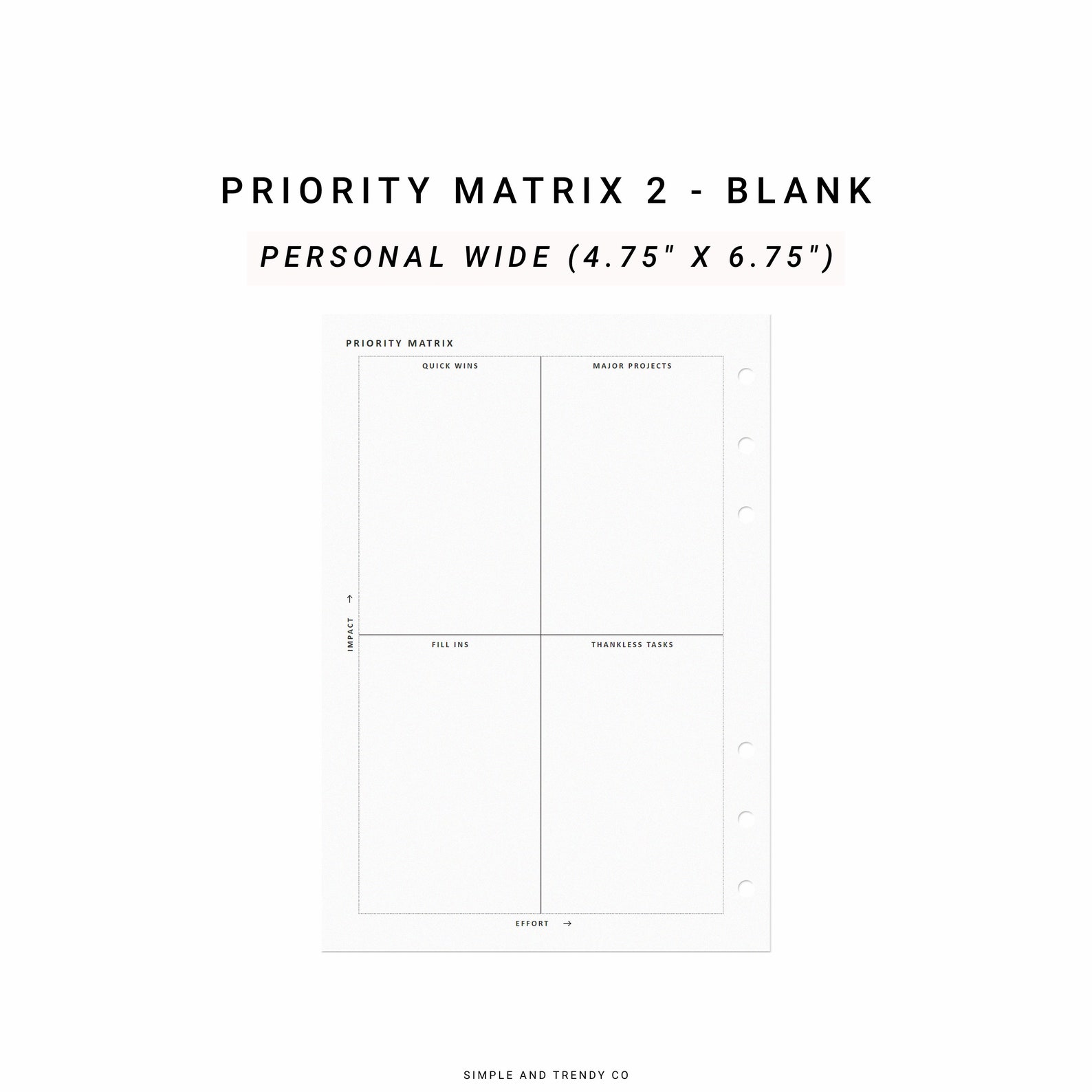 Action Priority Matrix Quick Wins Major Projects Fill Ins - Etsy