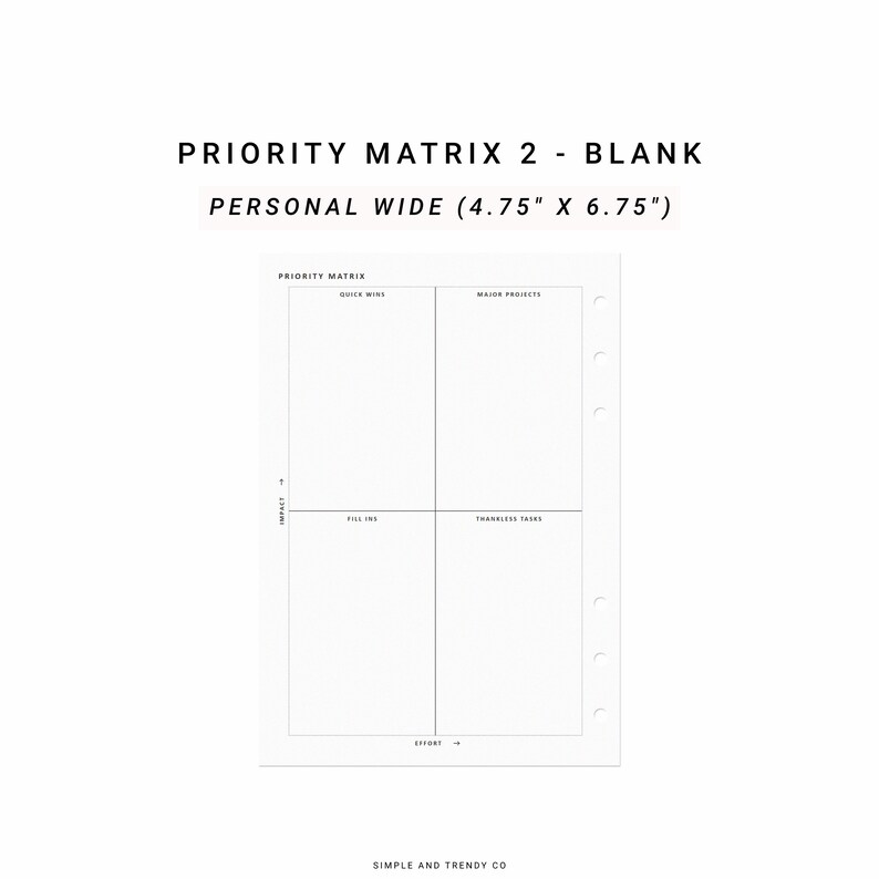 Action Priority Matrix Quick Wins Major Projects Fill Ins - Etsy