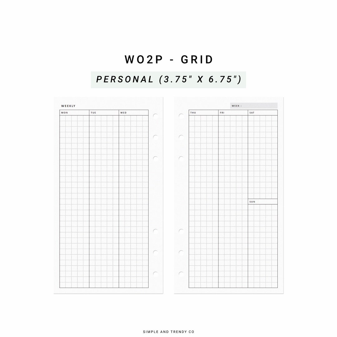 Vertical Weekly Planner Personal Planner Inserts, Weekly Agenda WO2P ...