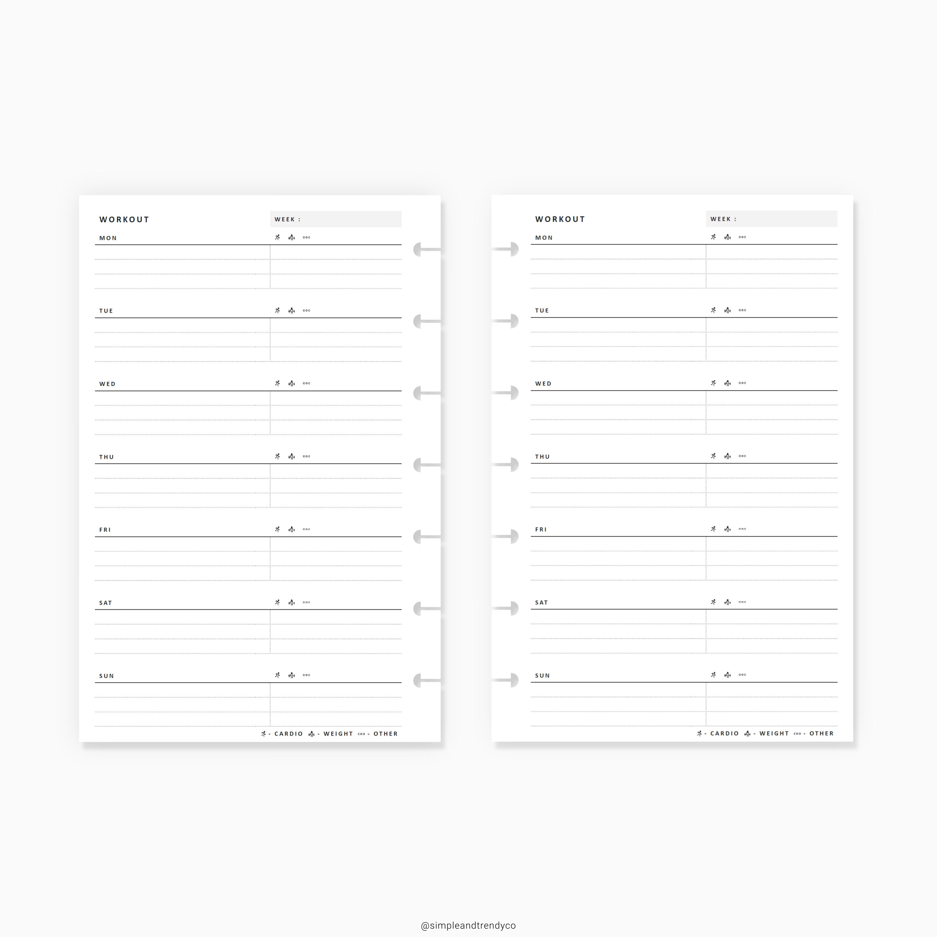 Workout Tracker Happy Planner Mini Printable Weekly Workout | Etsy