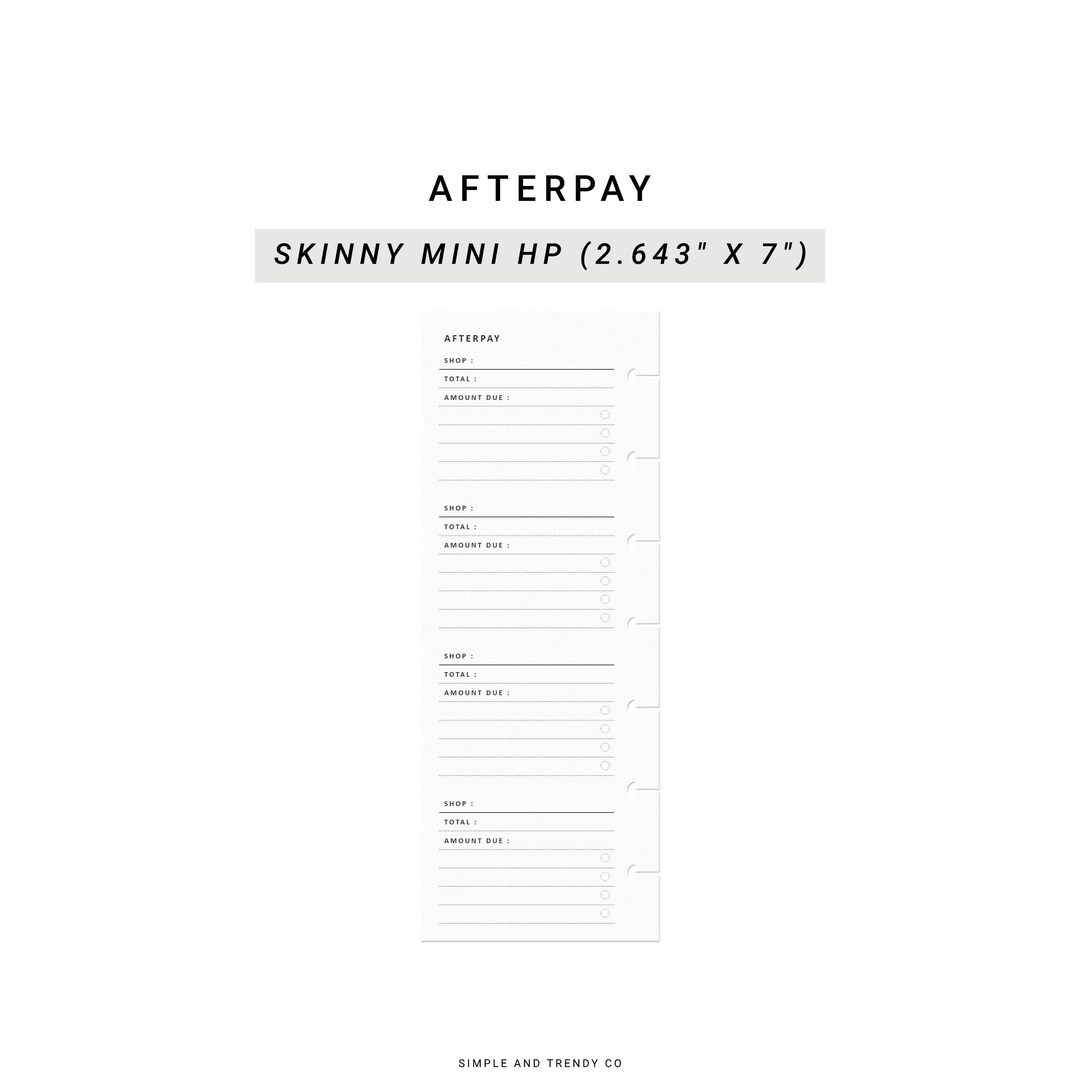 Afterpay Tracker Skinny Mini Happy Planner, Printable Afterpay Payment ...