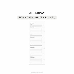 Afterpay Tracker Skinny Mini Happy Planner, Printable Afterpay Payment ...