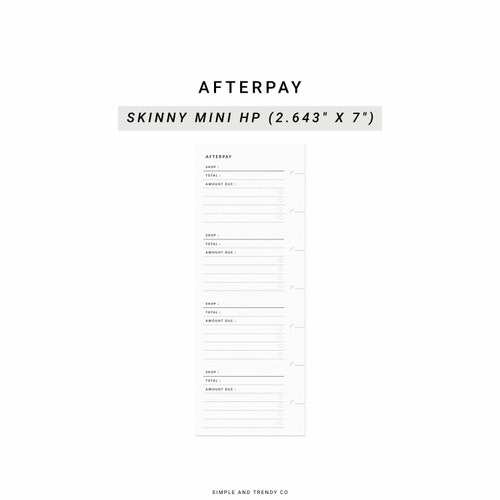 Afterpay Tracker Skinny Mini Happy Planner Printable Afterpay - Etsy