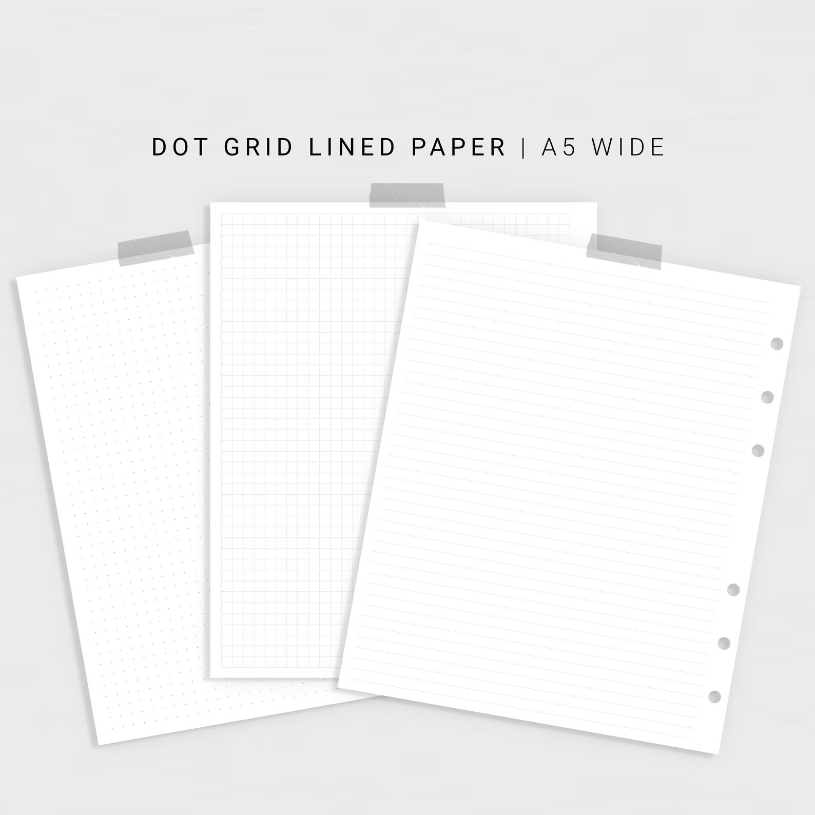 Dot Grid Lined Paper A5 Wide Printable Writing Paper Blank | Etsy