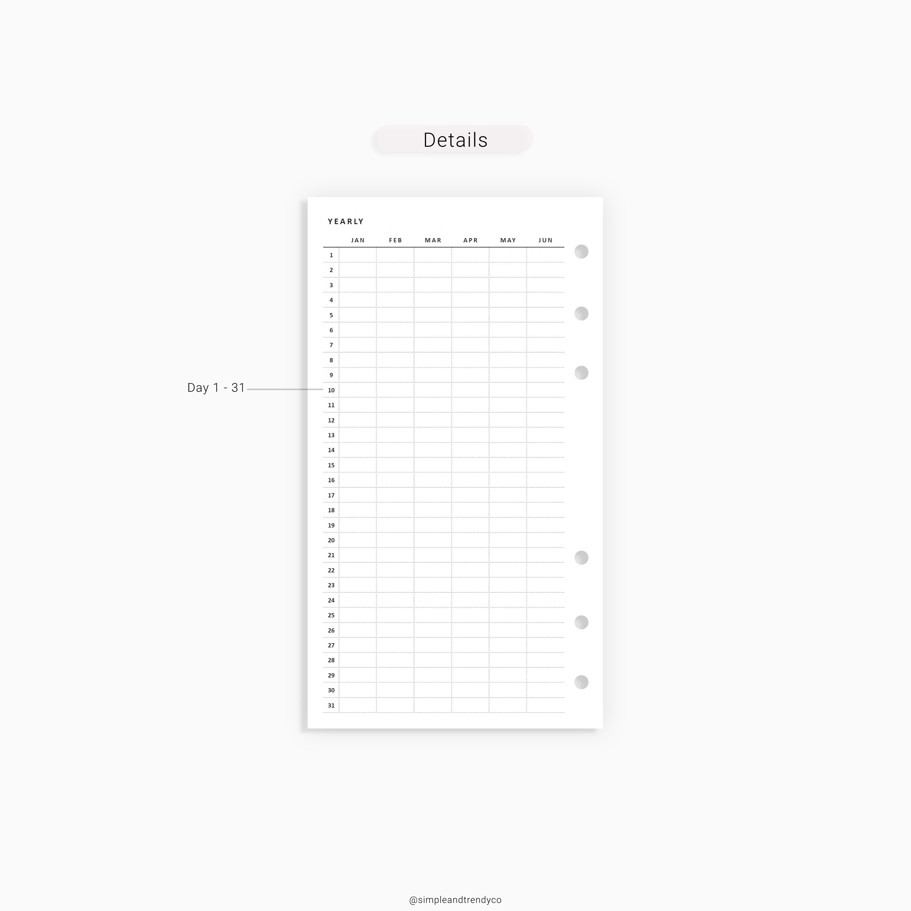 Yearly Vertical Planner 2 Page Personal Planner Inserts | Etsy