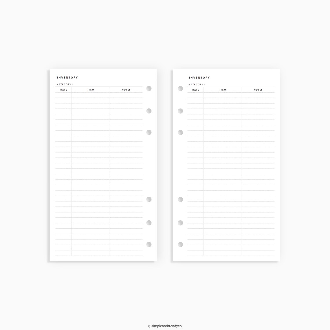 Inventory Tracker Printable Personal Planner Inserts | Etsy Canada