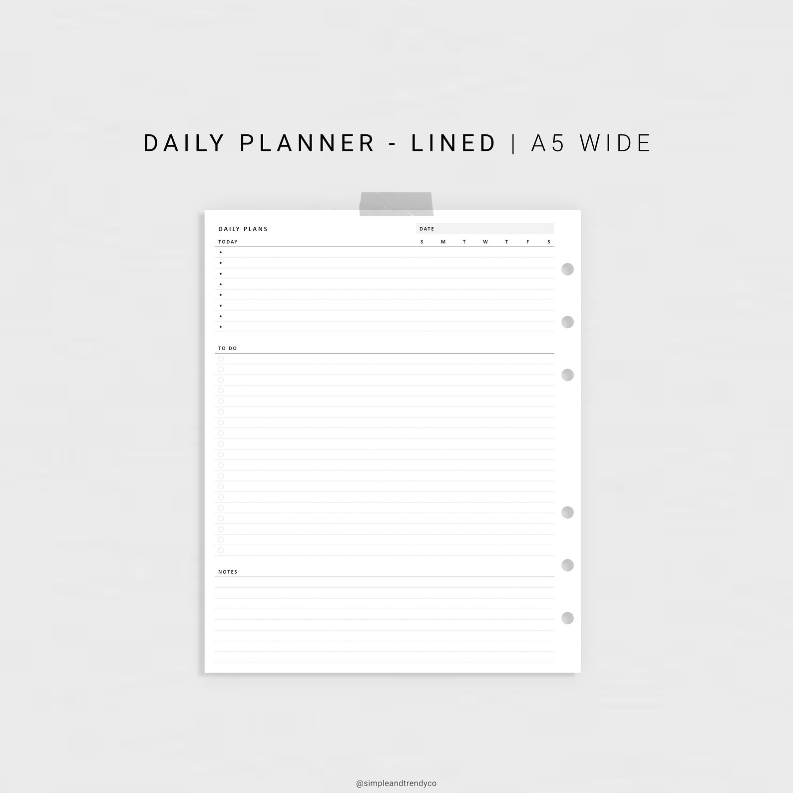 Daily Planner Printable A5 Wide Daily Organizer Daily | Etsy