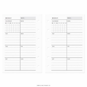 Week on One Page Printable Pocket Size Weekly 1 Page Vertical - Etsy