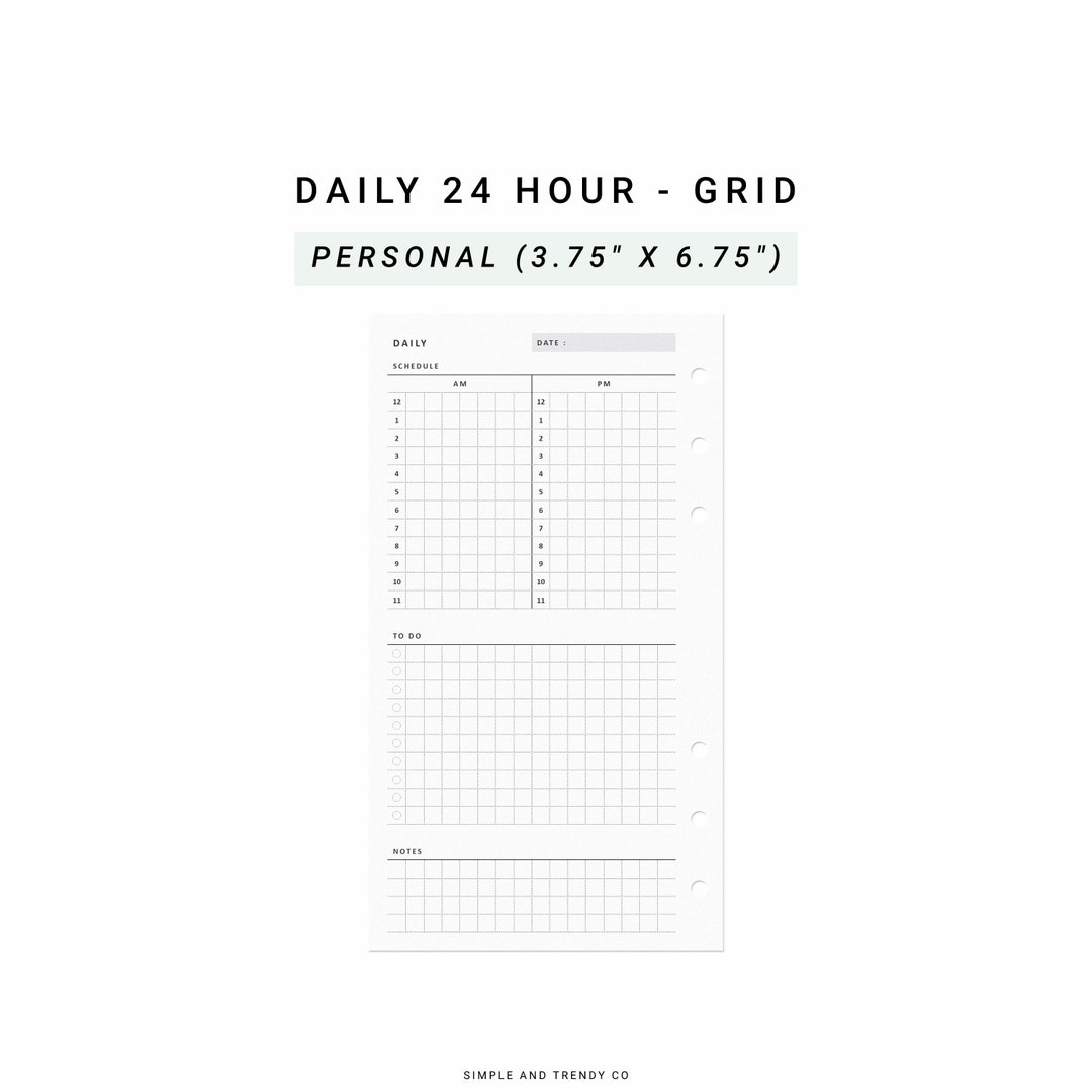 Daily Planner 24 Hour Personal Planner Inserts Printable, Daily ...