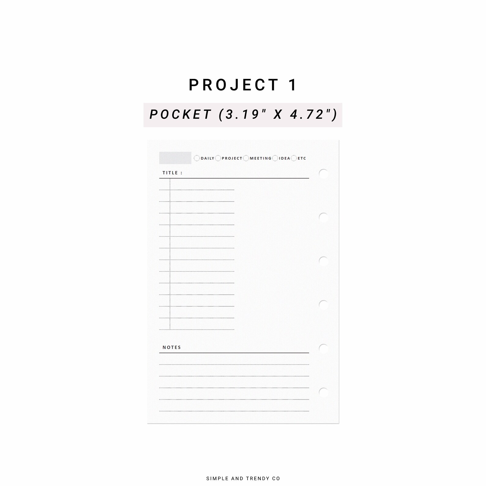 Project Planner Pocket Size Printable Daily Planner Ideas - Etsy