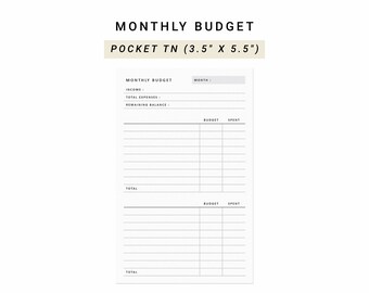 Monthly Budget Pocket Planner Printable - Etsy