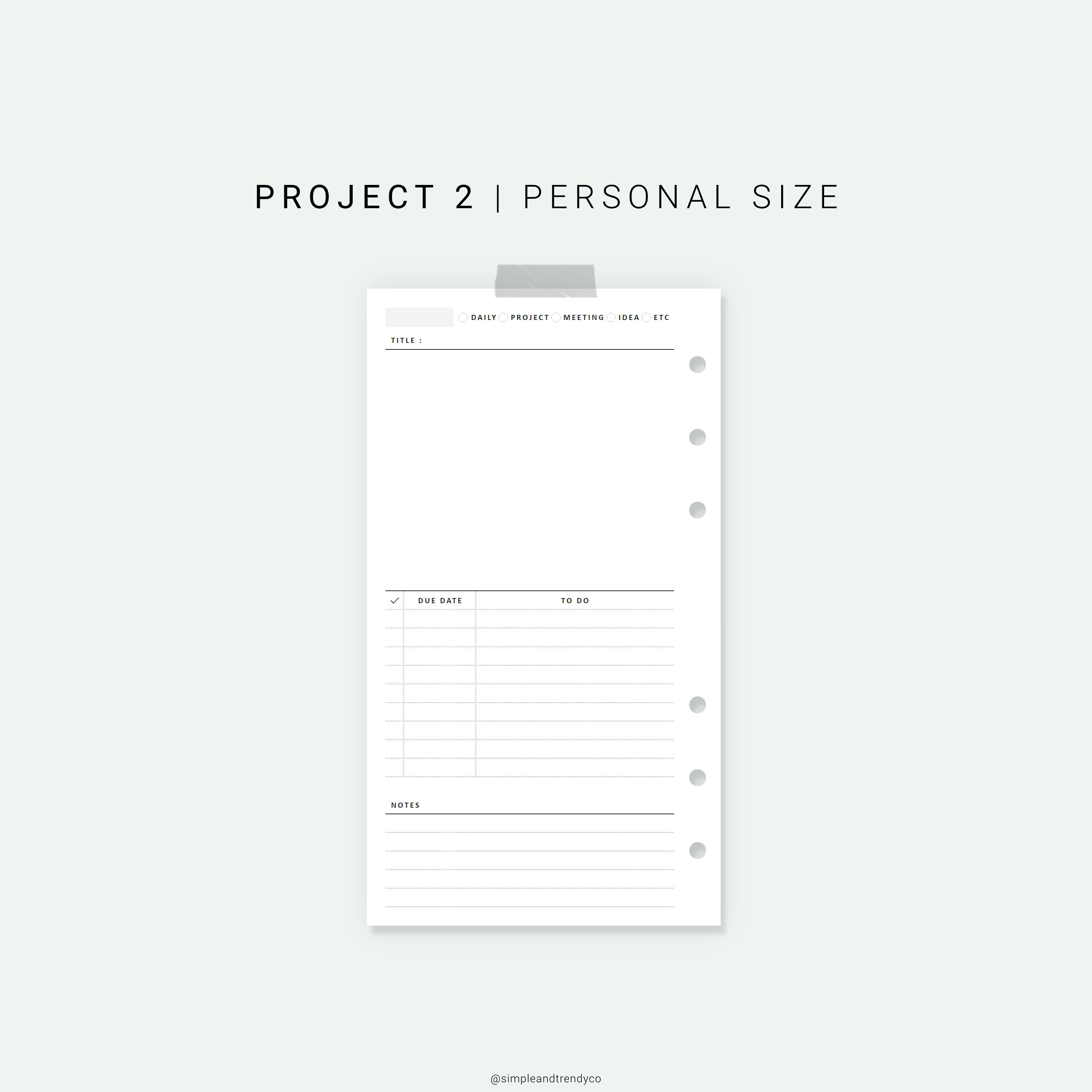 Project Planner Personal Planner Inserts Printable Daily | Etsy