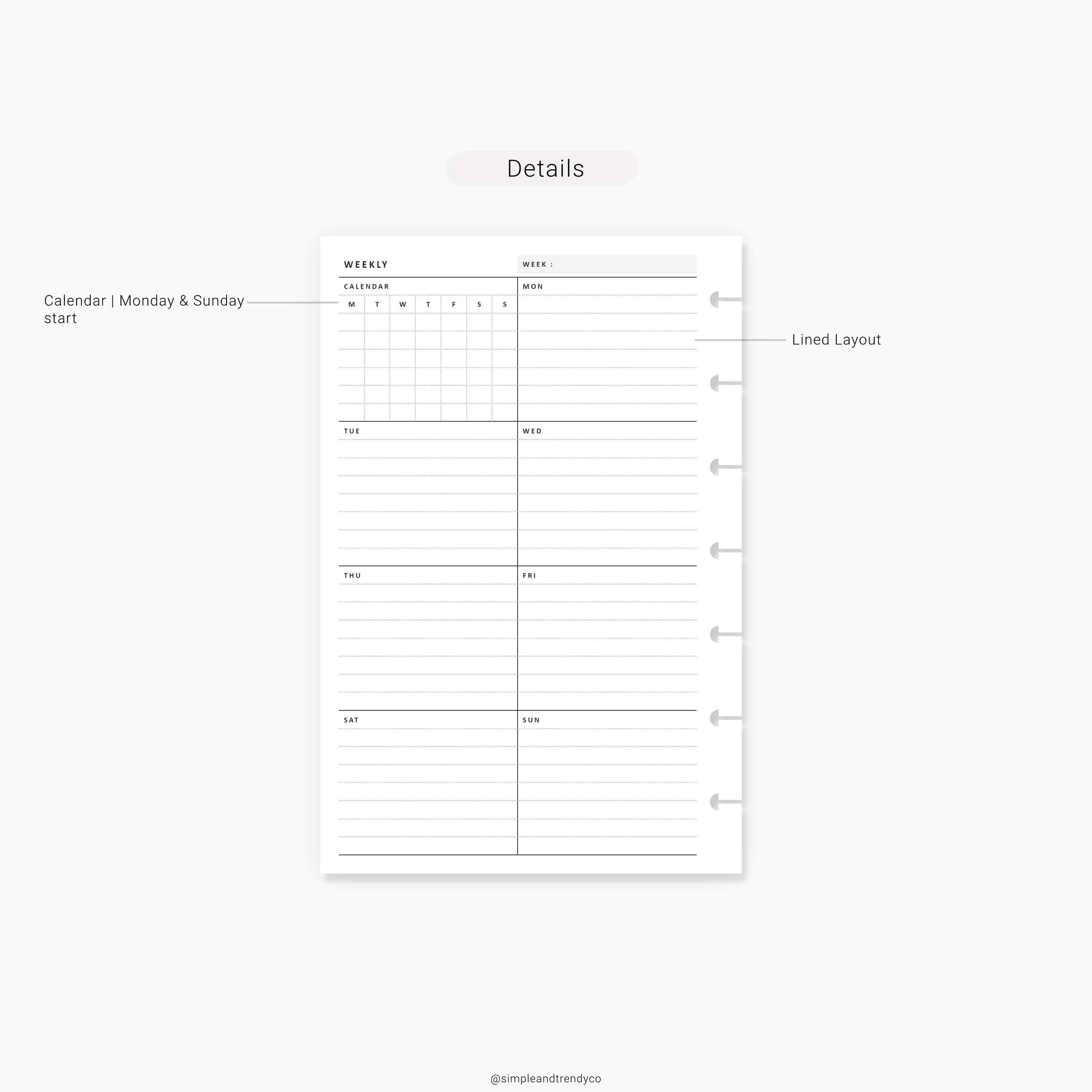 Week on One Page Printable Happy Planner Mini Weekly 1 Page | Etsy