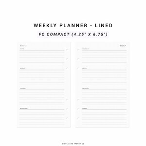 Weekly Planner Printable FC Compact, Weekly Schedule Printable,weekly ...