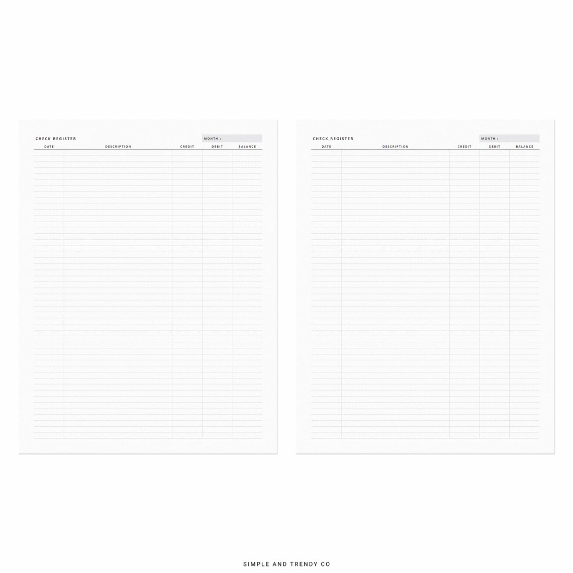 Checking Register US Letter Size Checkbook Register - Etsy