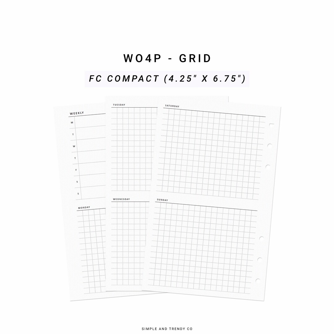 FC Compact Undated Weekly Planner Printable, Weekly Schedule Template ...