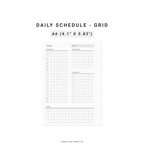 Daily Planner 24 Hour A6 Inserts Printable Daily Schedule - Etsy