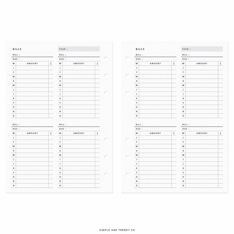 Bill Tracker Printable A6 Inserts Bill Organizer Bill Due - Etsy Bill Tracker Printable A6 Inserts Bill Organizer Bill Due - Etsy