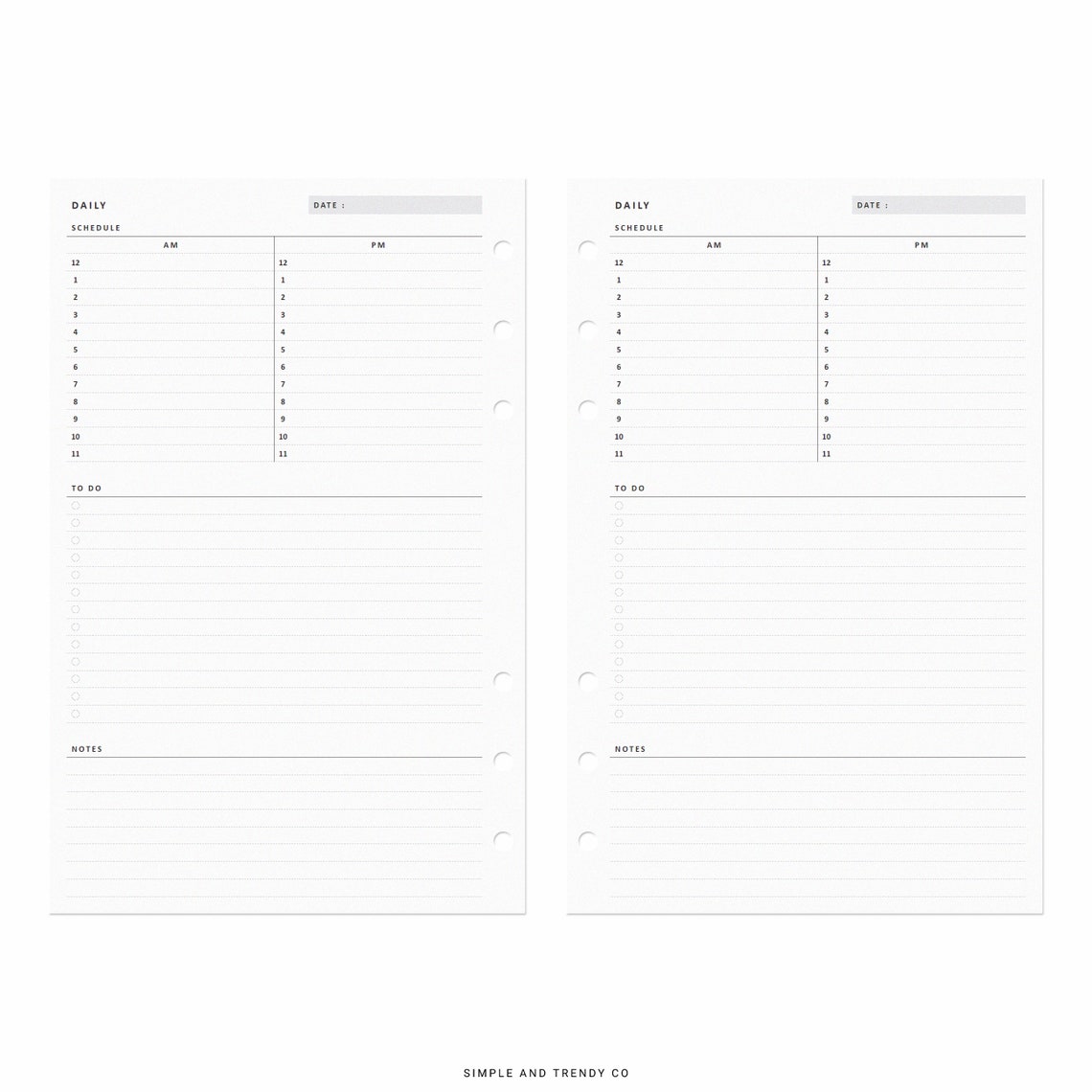 Daily Planner 24 Hour Half Size Half Letter Inserts Printable - Etsy