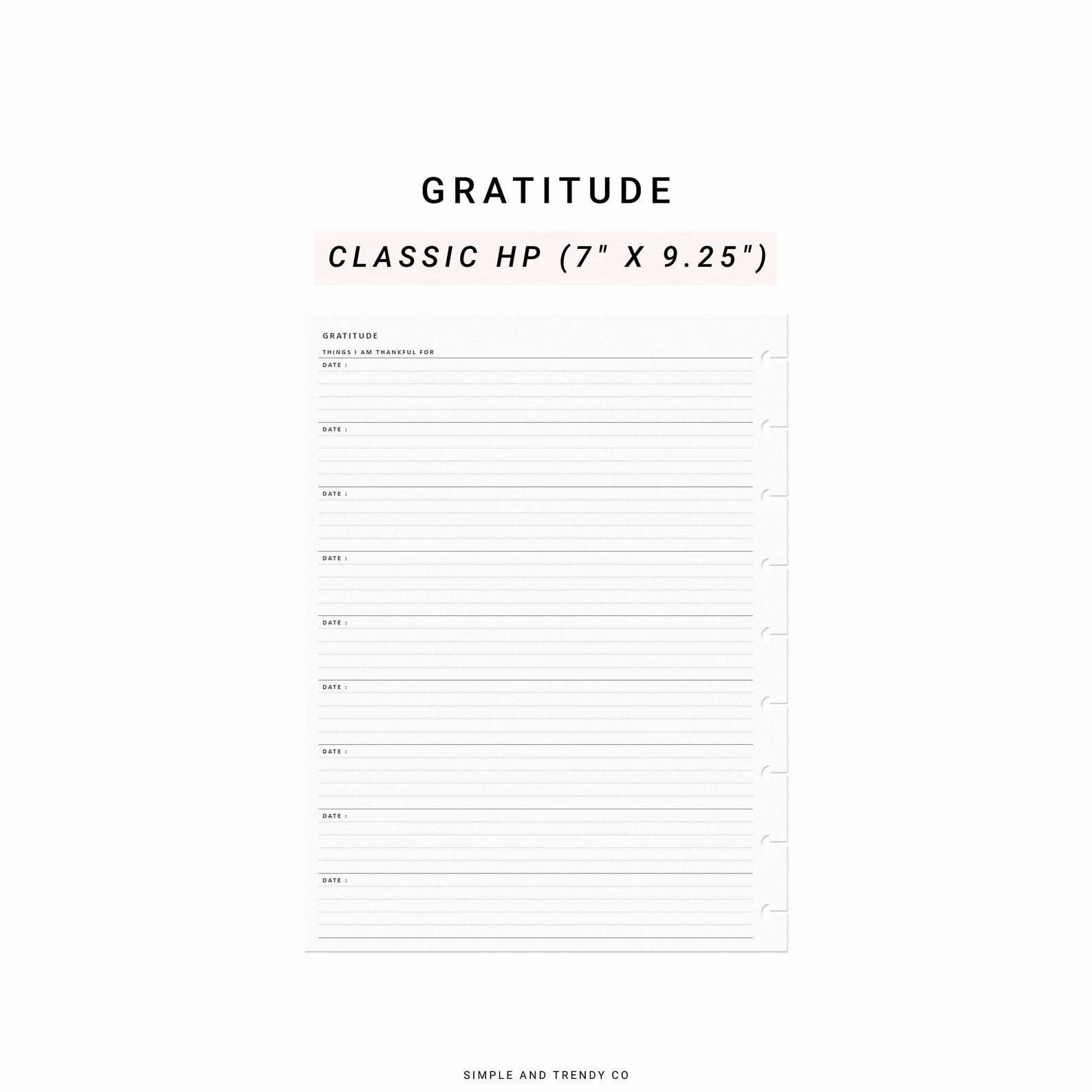 Daily Gratitude Happy Planner Classic Printable Gratitude - Etsy