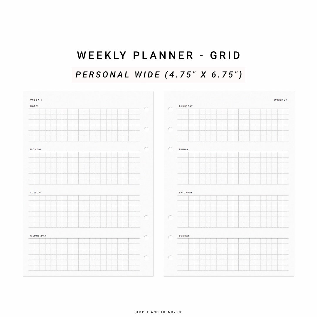 Weekly Planner Printable Personal Wide, Weekly Schedule Printable ...