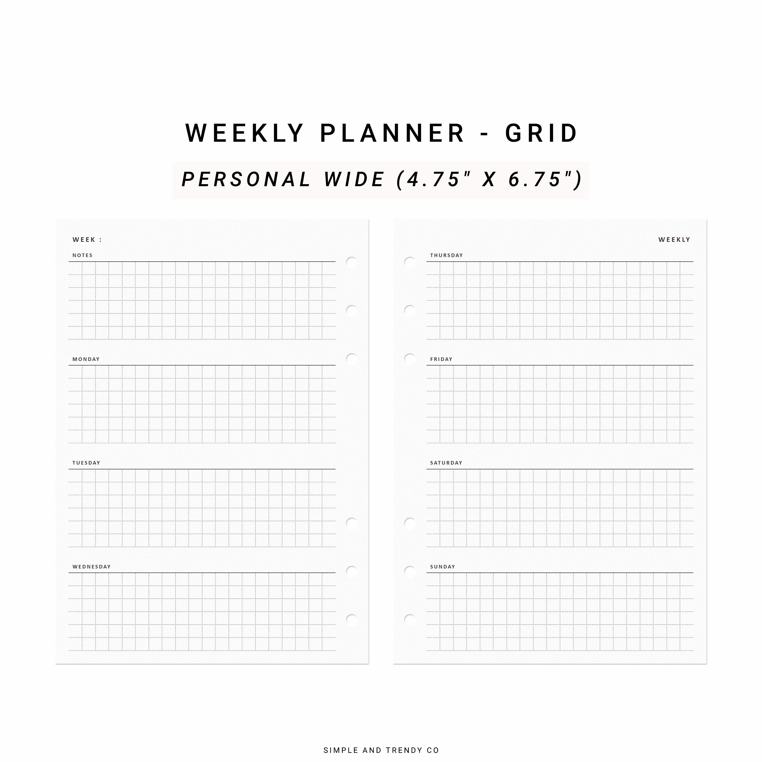 Weekly Planner Printable Personal Wide Weekly Schedule - Etsy