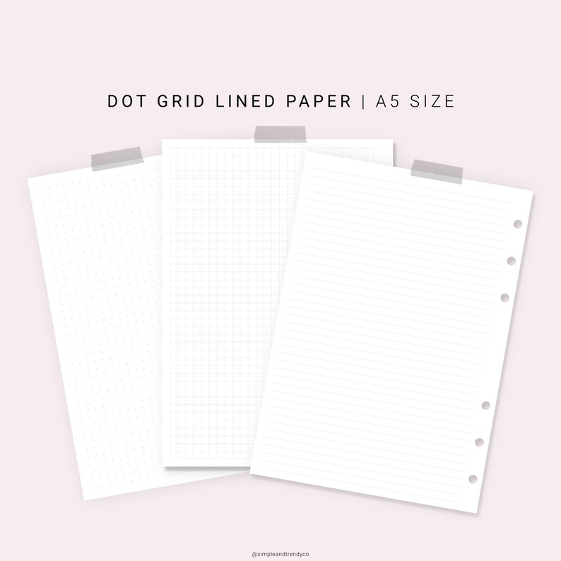 Study Note Paper Dotted Grid A5 Planner Inserts Printable | Etsy