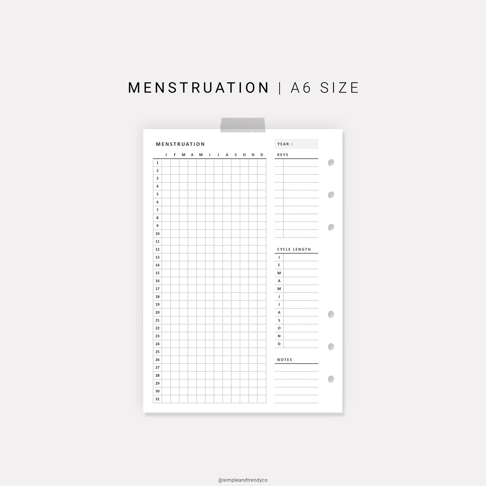 Menstrual Period Tracker A6 Inserts Menstruation Period | Etsy