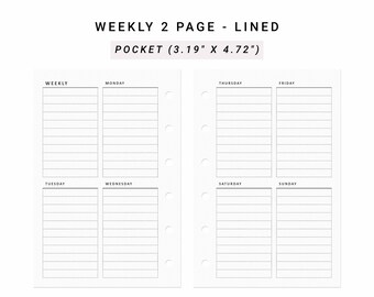 Weekly Planner Printable Pocket Size Weekly Schedule - Etsy