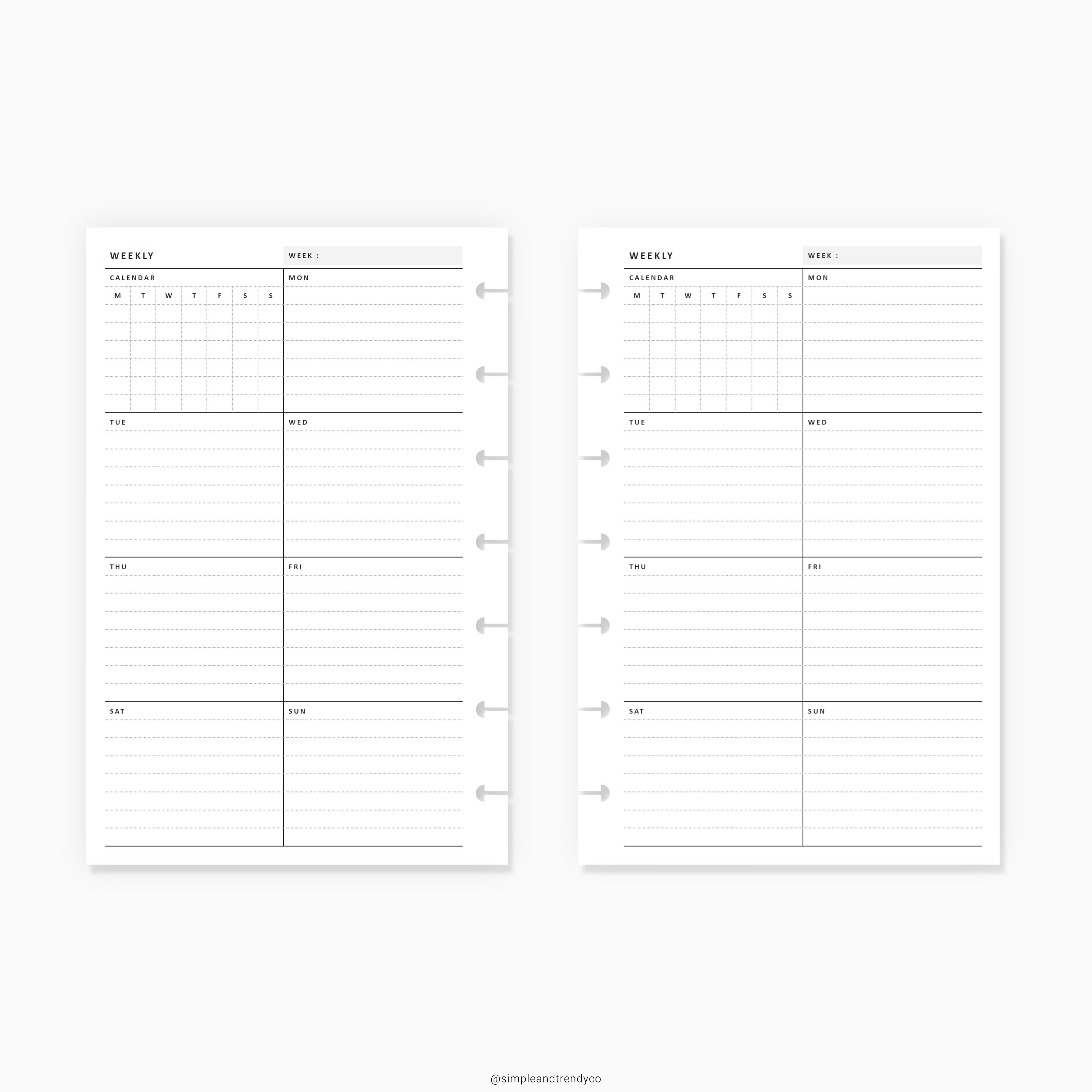 Week on One Page Printable Happy Planner Mini Weekly 1 Page | Etsy