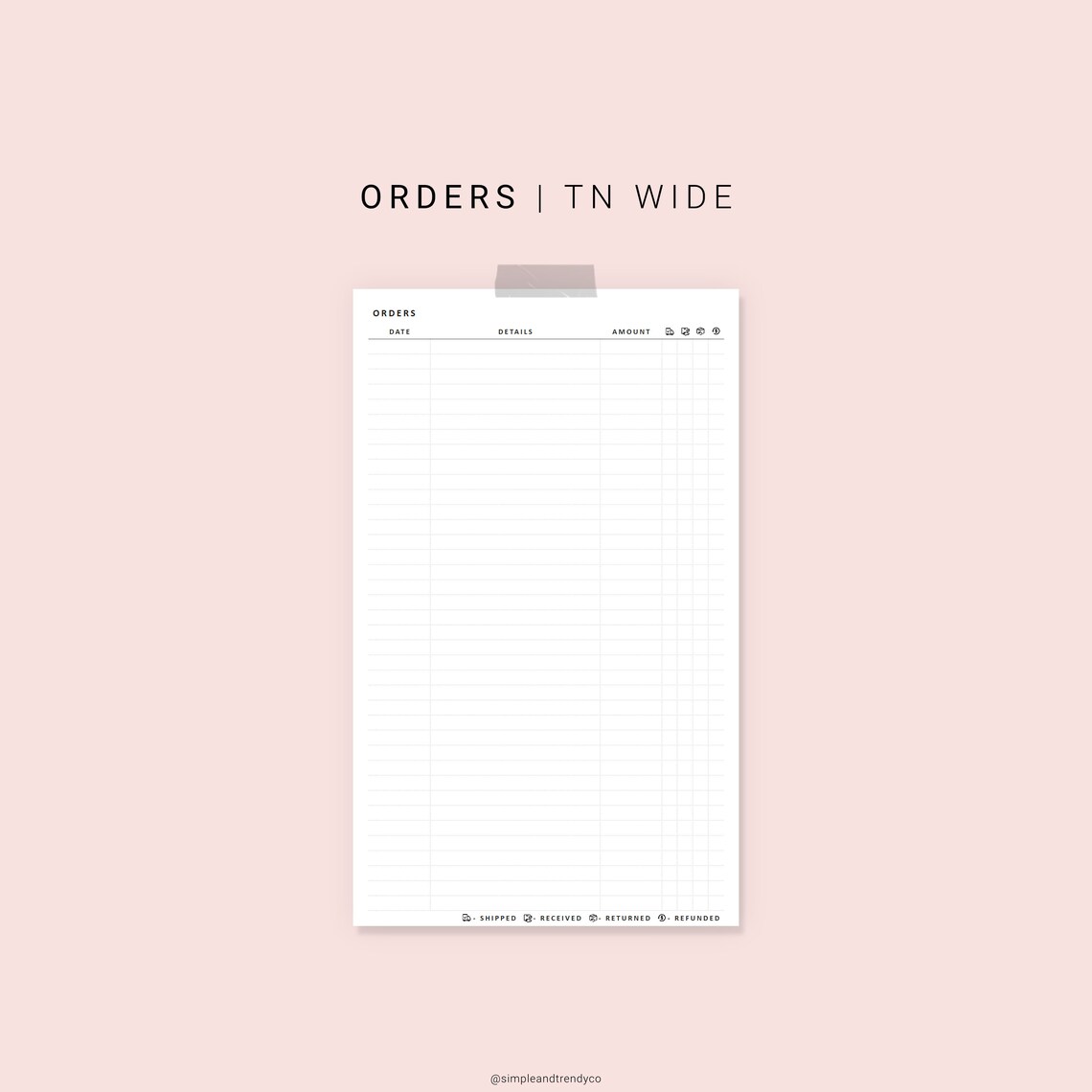 Order Tracker Printable TN Wide | Etsy