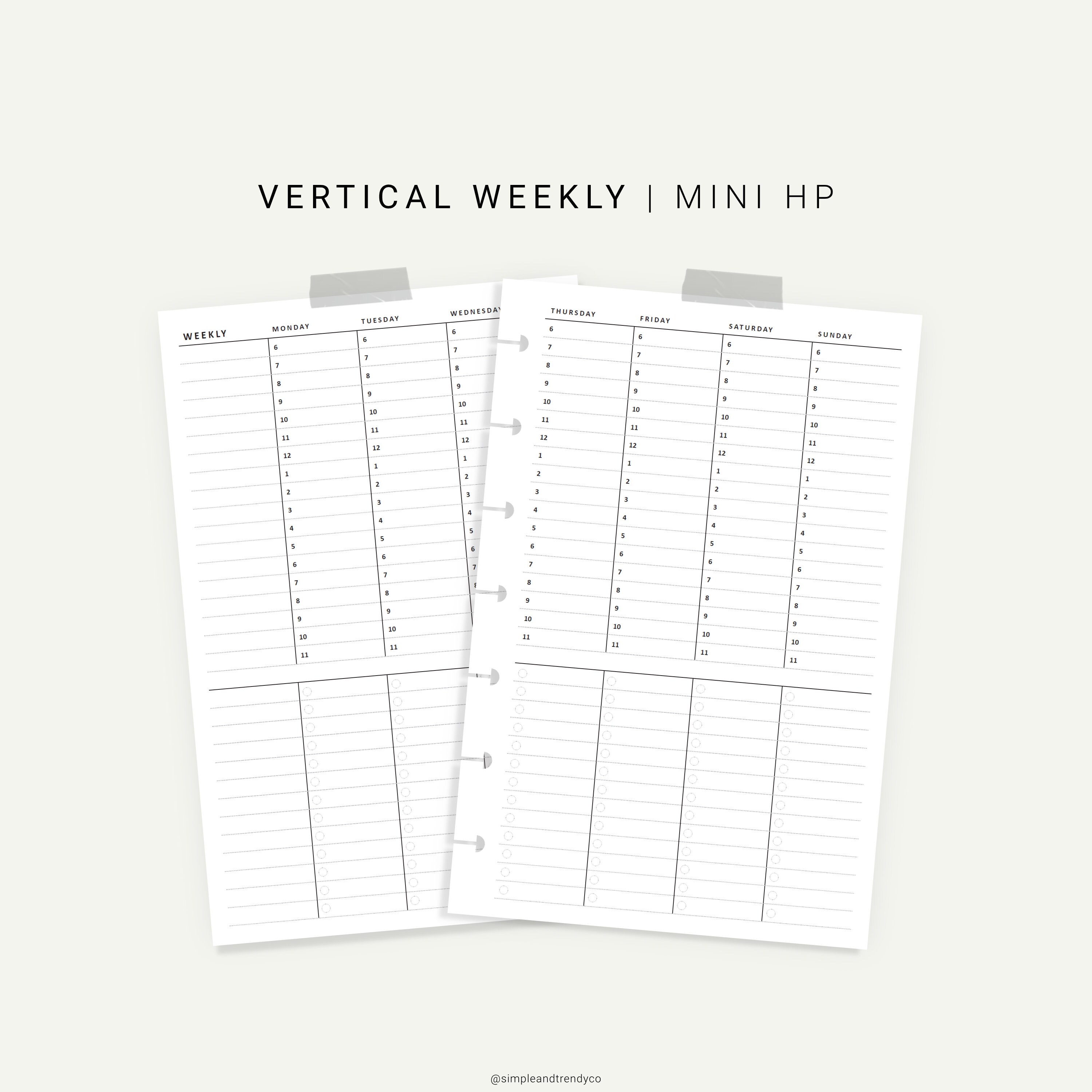 Paper Undated Weekly Agenda Weekly Daily Planner Template Vertical ...