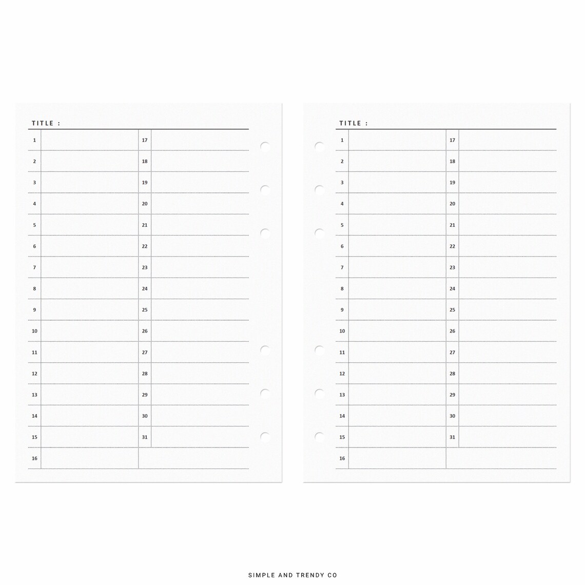 Monthly List 2 Column A6 Inserts Printable Month on 1 Page - Etsy
