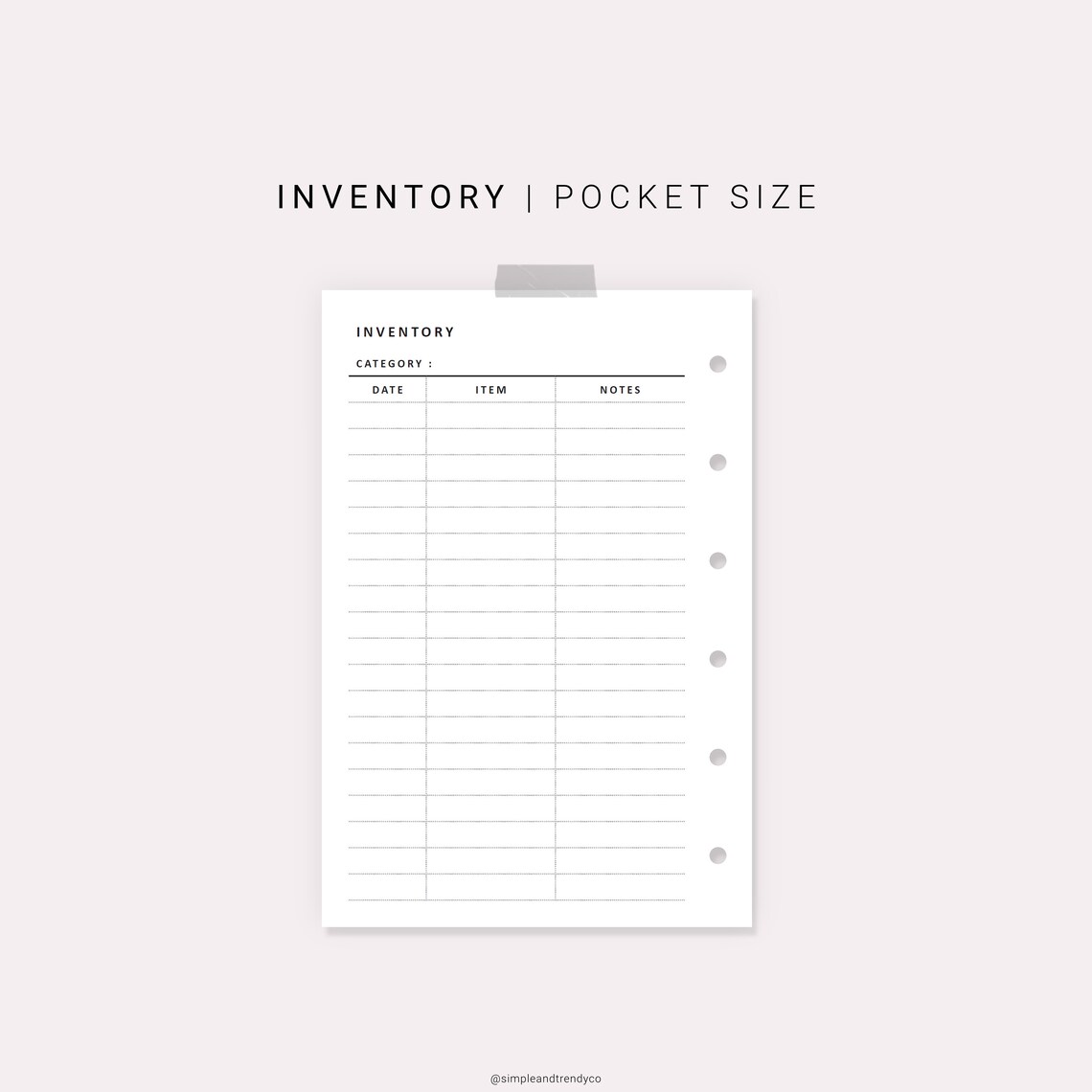 Inventory Tracker Printable Pocket Size Inventory List | Etsy