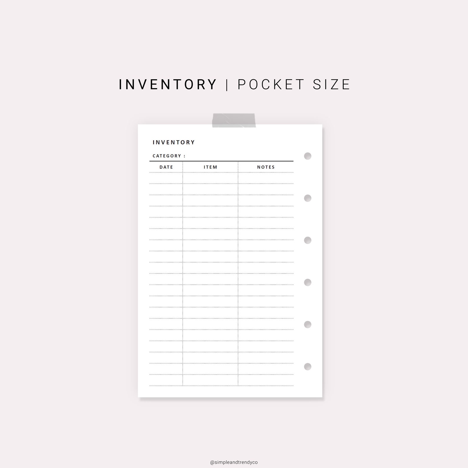 Inventory Tracker Printable Pocket Size Inventory List | Etsy