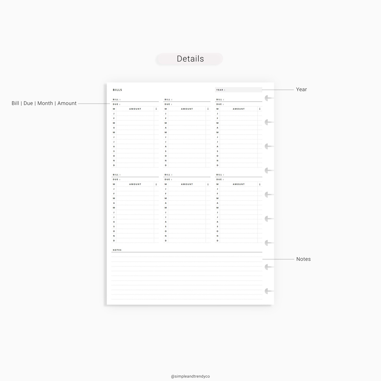 Bill Tracker Printable Happy Planner Classic Bill Organizer | Etsy